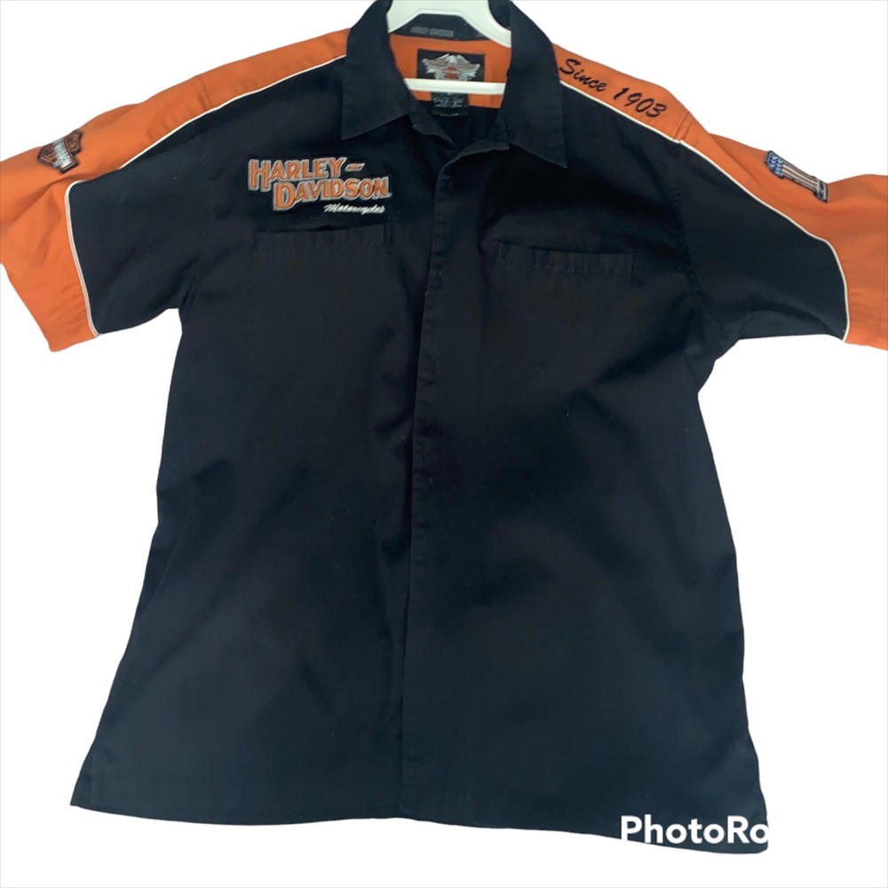 Harley Davidson Racing Button Up Embroidered - Gem